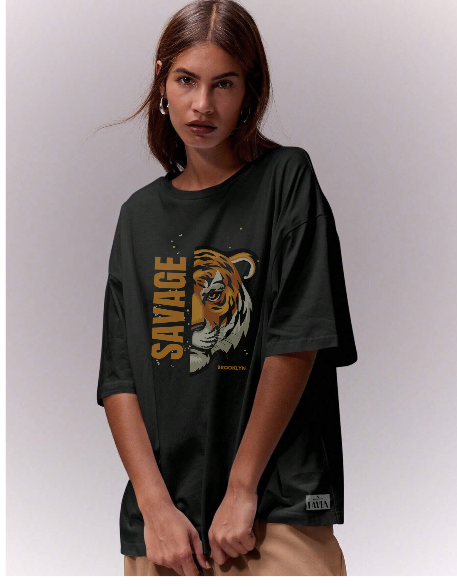 Rare Savage Oversized Crew Neck T-Shirt – FAVEN